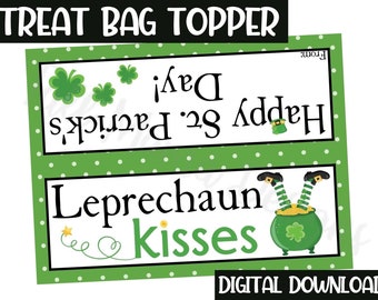 Leprechaun Kisses St. Patrick's Day Treat Tag digital / Printable - Etsy