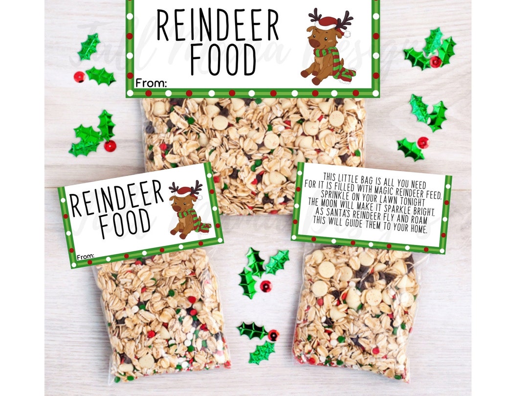 Reindeer Food Treat Bag Topper, Printable Treat Bag Topper, Christmas ...