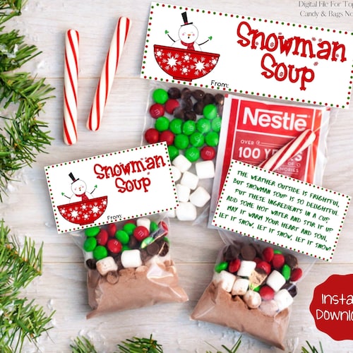 Printable Snowman Soup Treat Bag Toppers Kid's Christmas - Etsy Canada