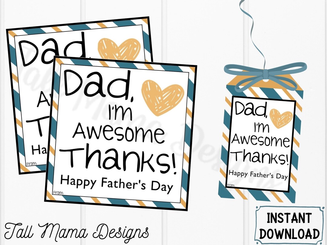Father's Day Funny Printable Gift Tag, Digital Father's Day Gift Tag ...