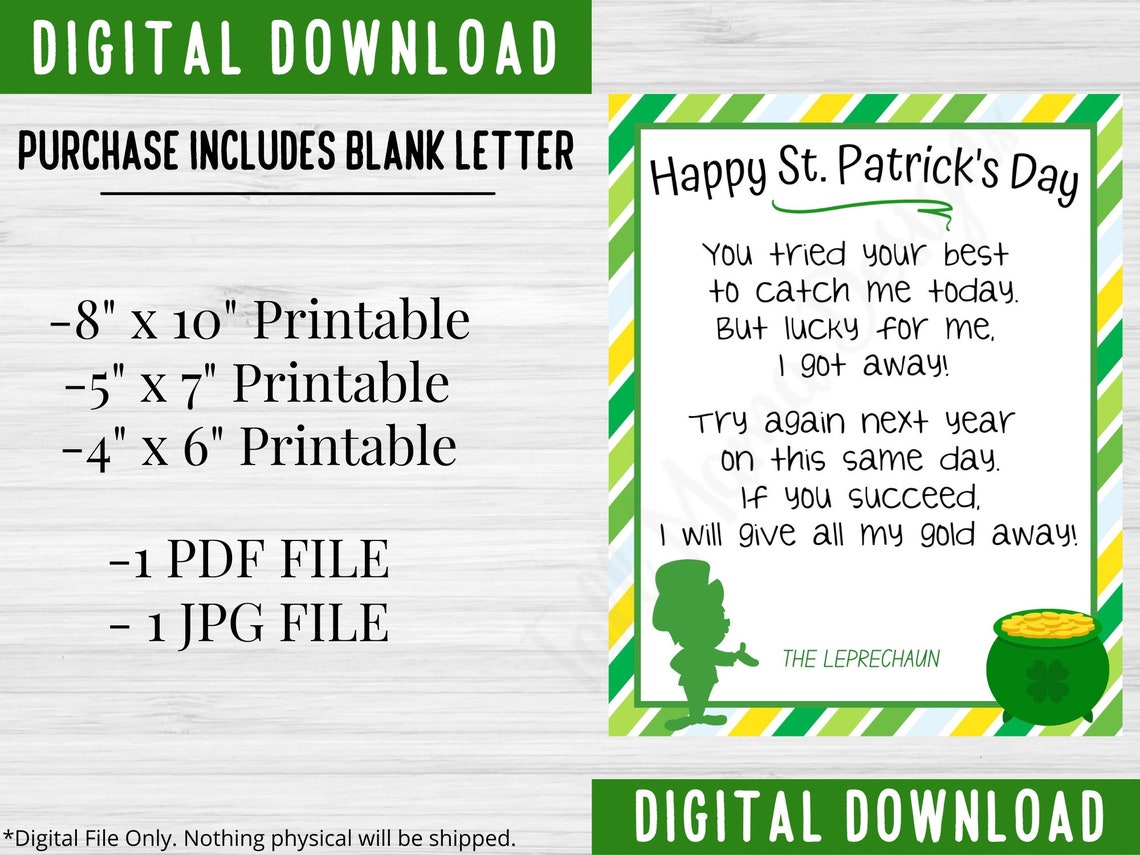 Leprechaun Letter Printable Leprechaun Trap Letter Lucky - Etsy