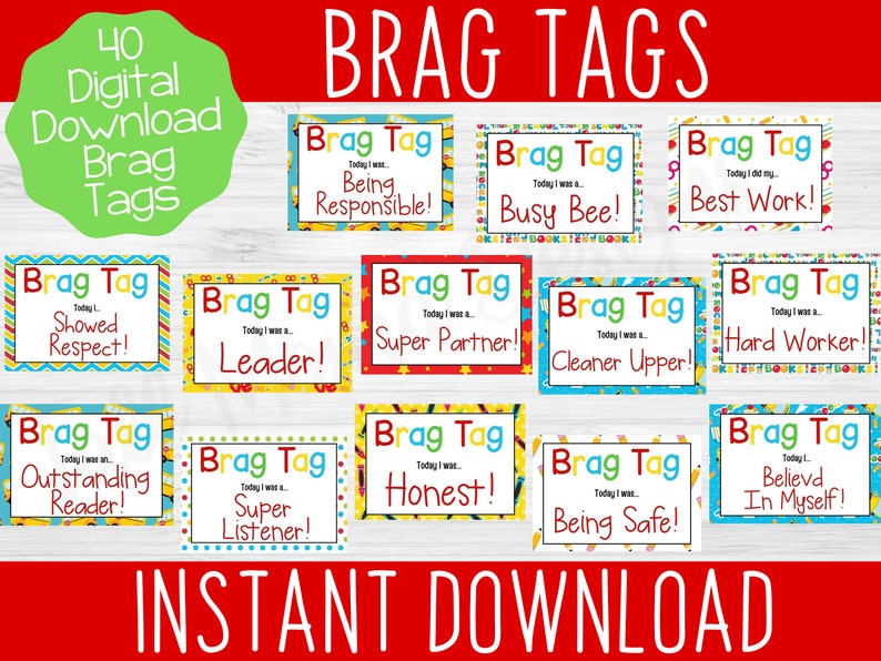 Brag Tag Printable, Reward Tags, Student Reward, Positive Behavior ...