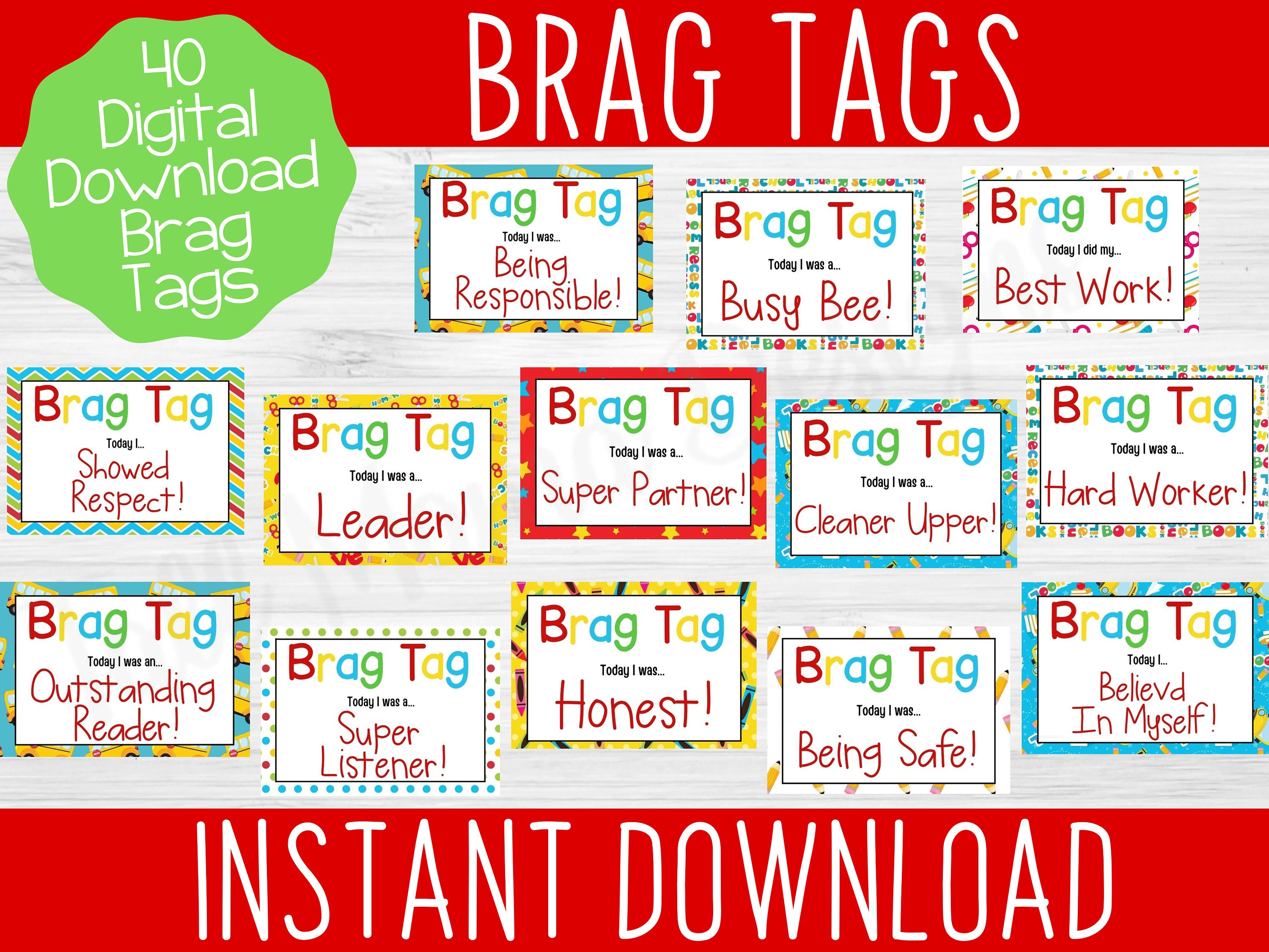 Brag Tag Printable, Reward Tags, Student Reward, Positive Behavior ...