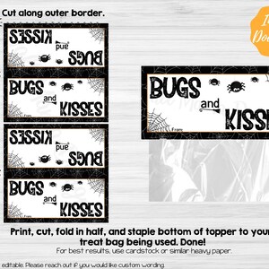 Bugs and Kisses Treat Bag Topper, Halloween Treat Bag Topper, Printable ...