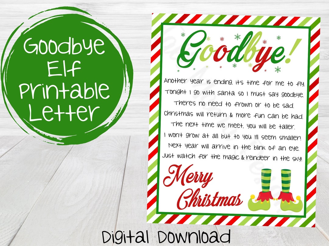 Goodbye Christmas Elf Printable Letter Christmas Eve Elf Letter Elf Goodbye Christmas Elf Printable Letter Christmas Eve Elf Letter Elf