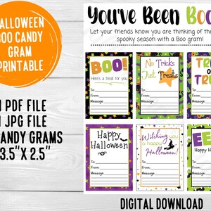 Halloween Printable Boo Candy Gram, Halloween Boo Gram, Halloween Candy ...