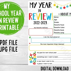 My School Year in Review Printable End of School Student - Etsy