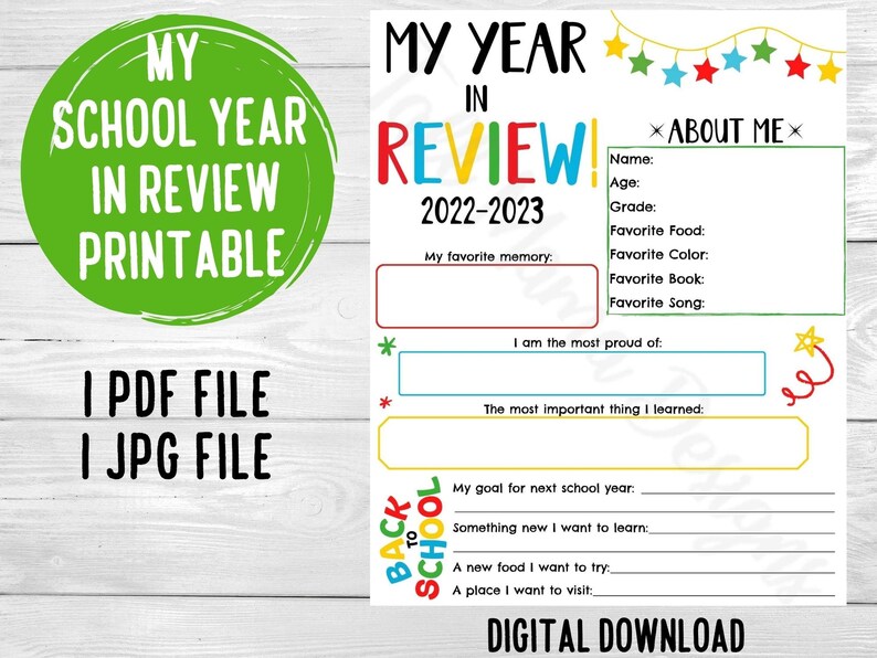 My School Year in Review Printable End of School Student - Etsy