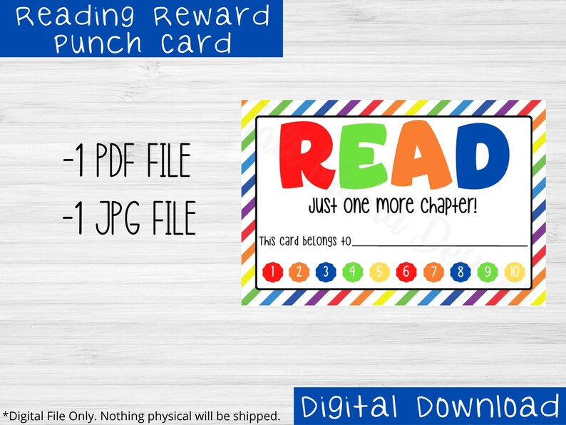 Reading Reward Punch Card, Printable Reading Punch Card, Student Reward ...