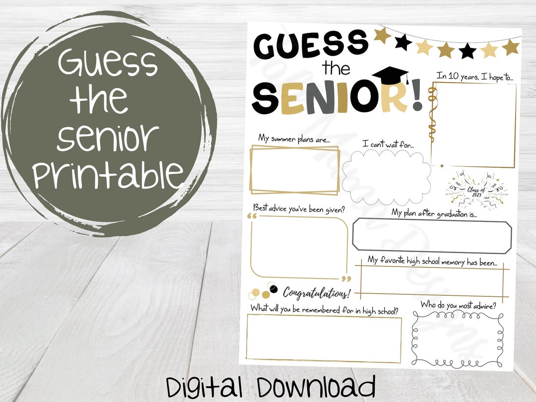 Guess the Senior Printable, Graduation Questionnaire, Senior Interview ...
