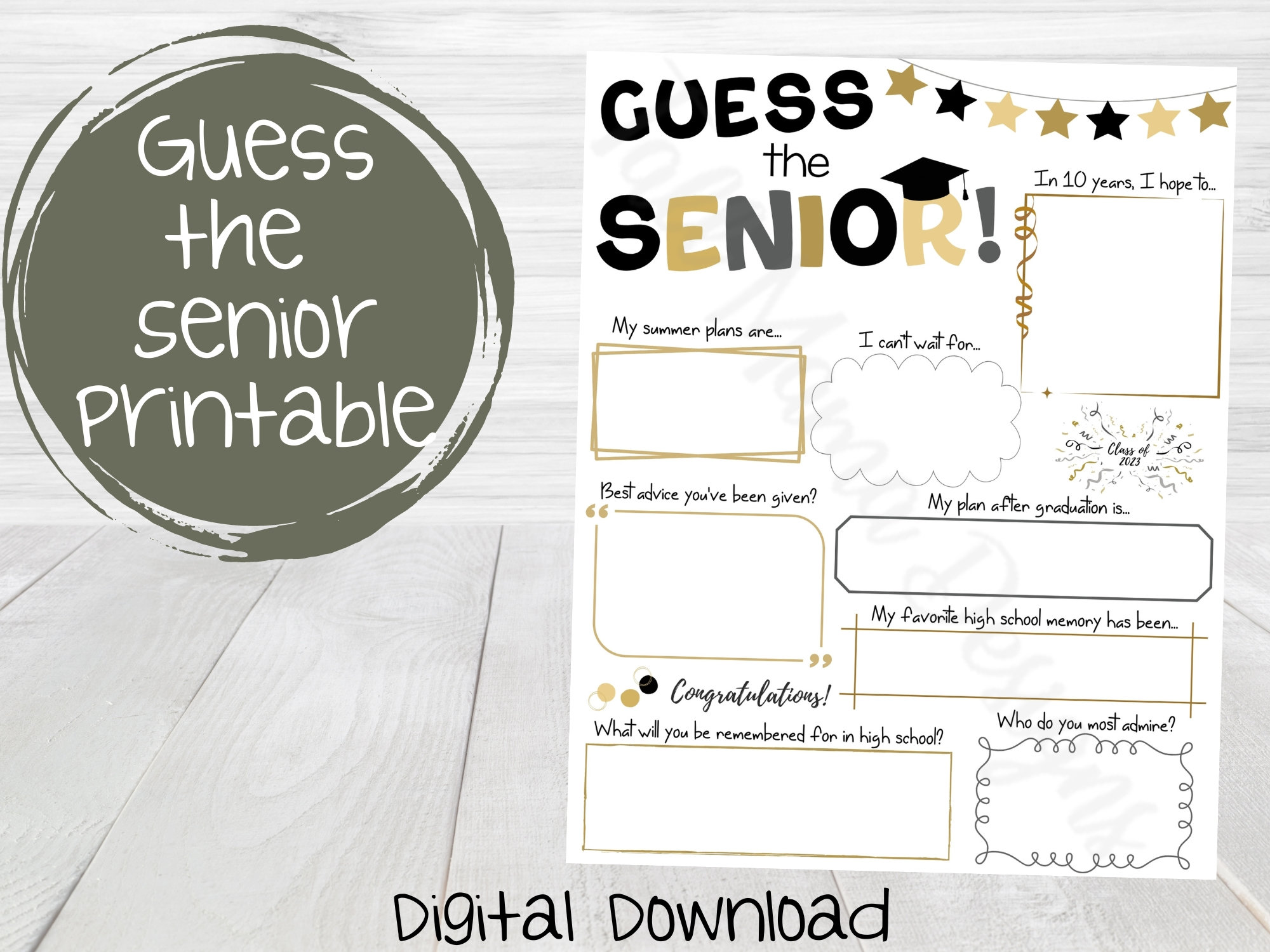 Guess the Senior Printable, Graduation Questionnaire, Senior Interview ...