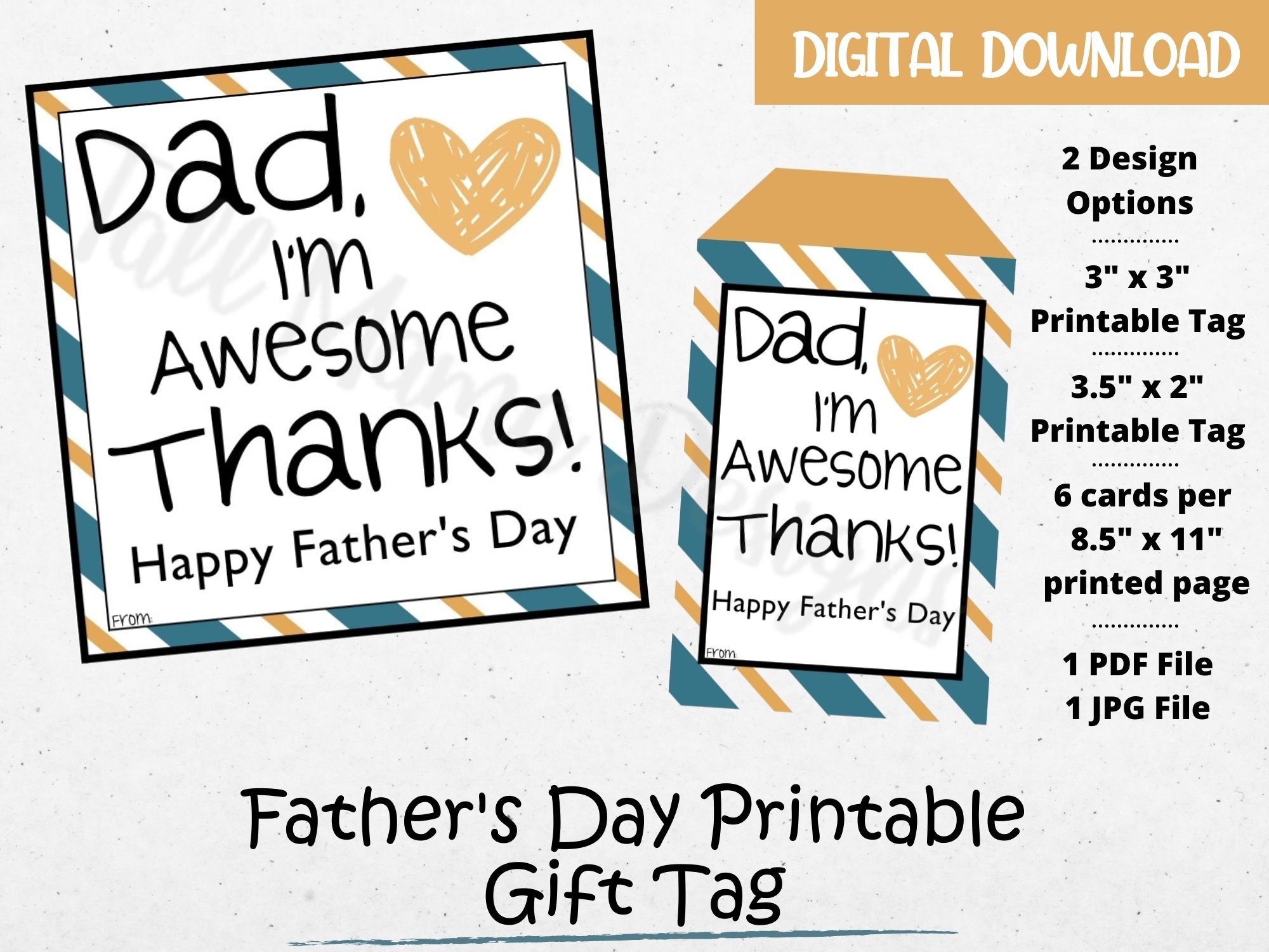 Father's Day Funny Printable Gift Tag, Digital Father's Day Gift Tag ...