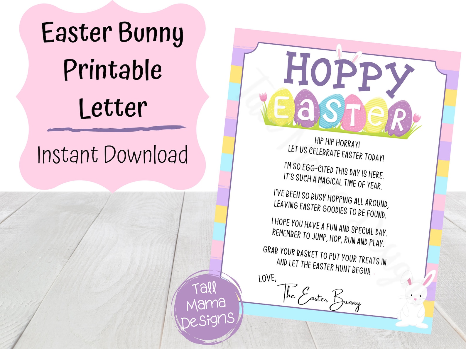 Hoppy Easter Bunny Letter Printable Digital Easter Bunny | Etsy