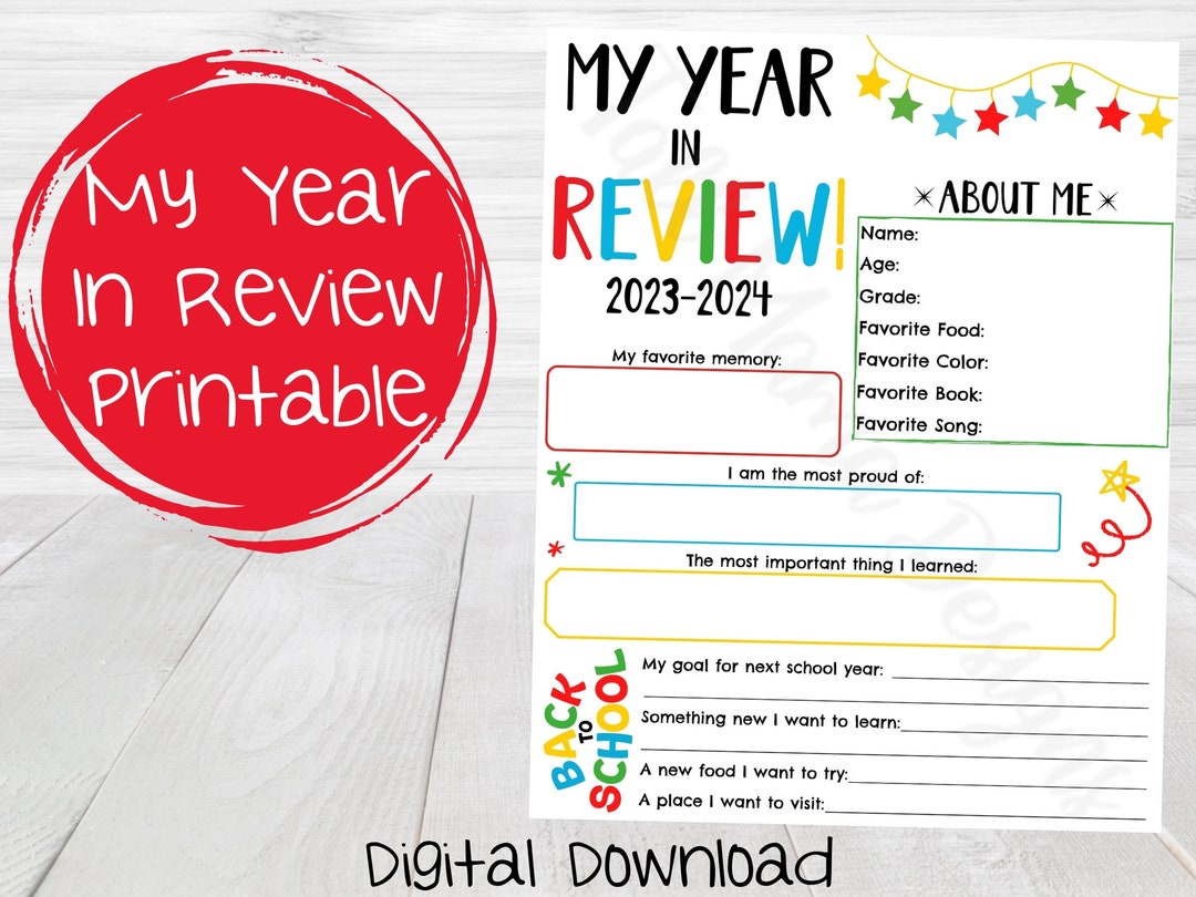 My School Year in Review Printable, End of School Student Printable ...