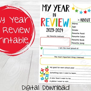 My School Year in Review Printable, End of School Student Printable ...