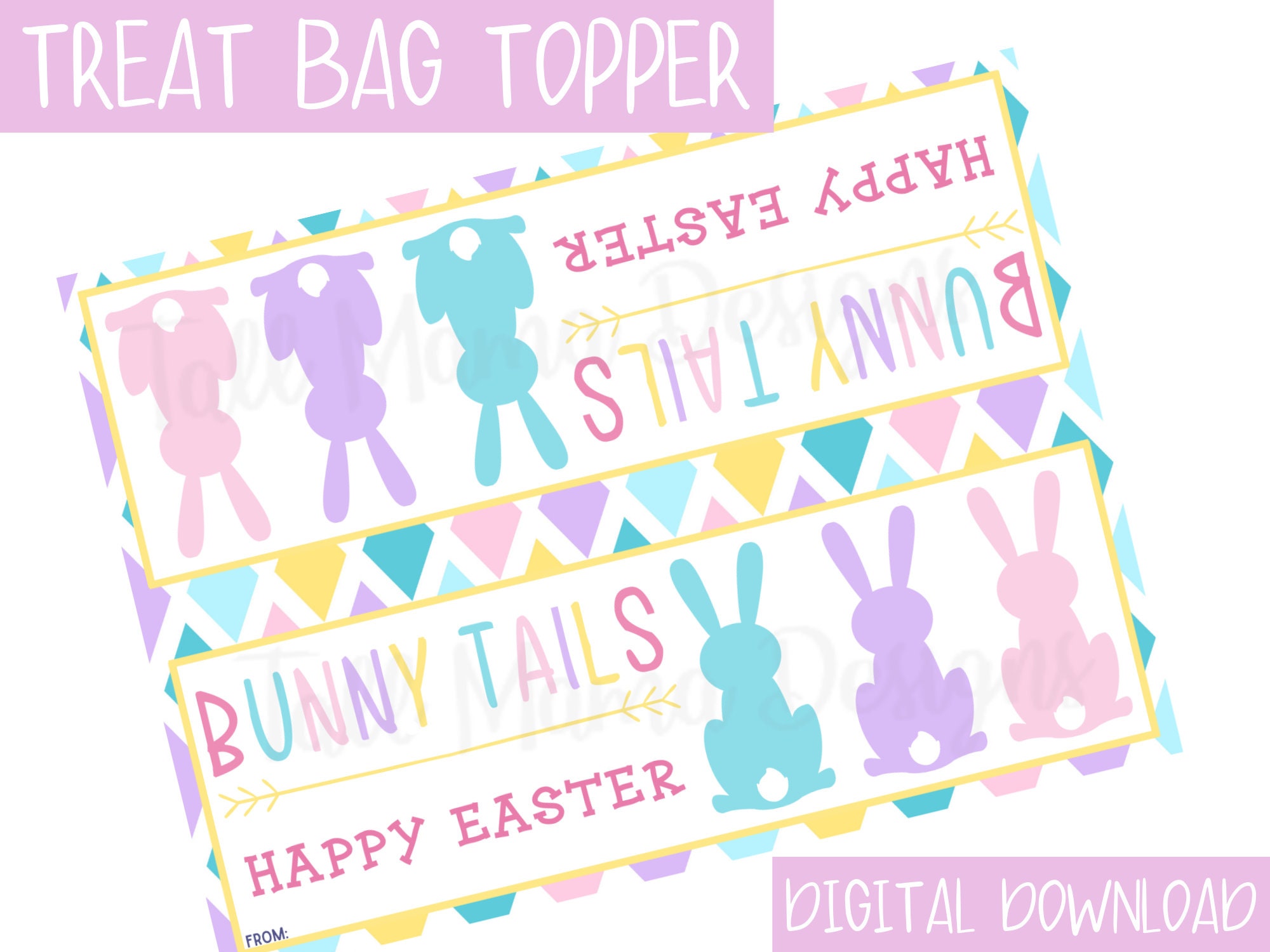 Bunny Tails Printable Treat Bag Topper Printable Easter Favor - Etsy