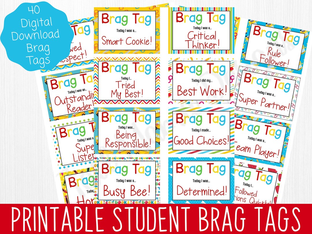 Brag Tag Printable, Reward Tags, Student Reward, Positive Behavior ...