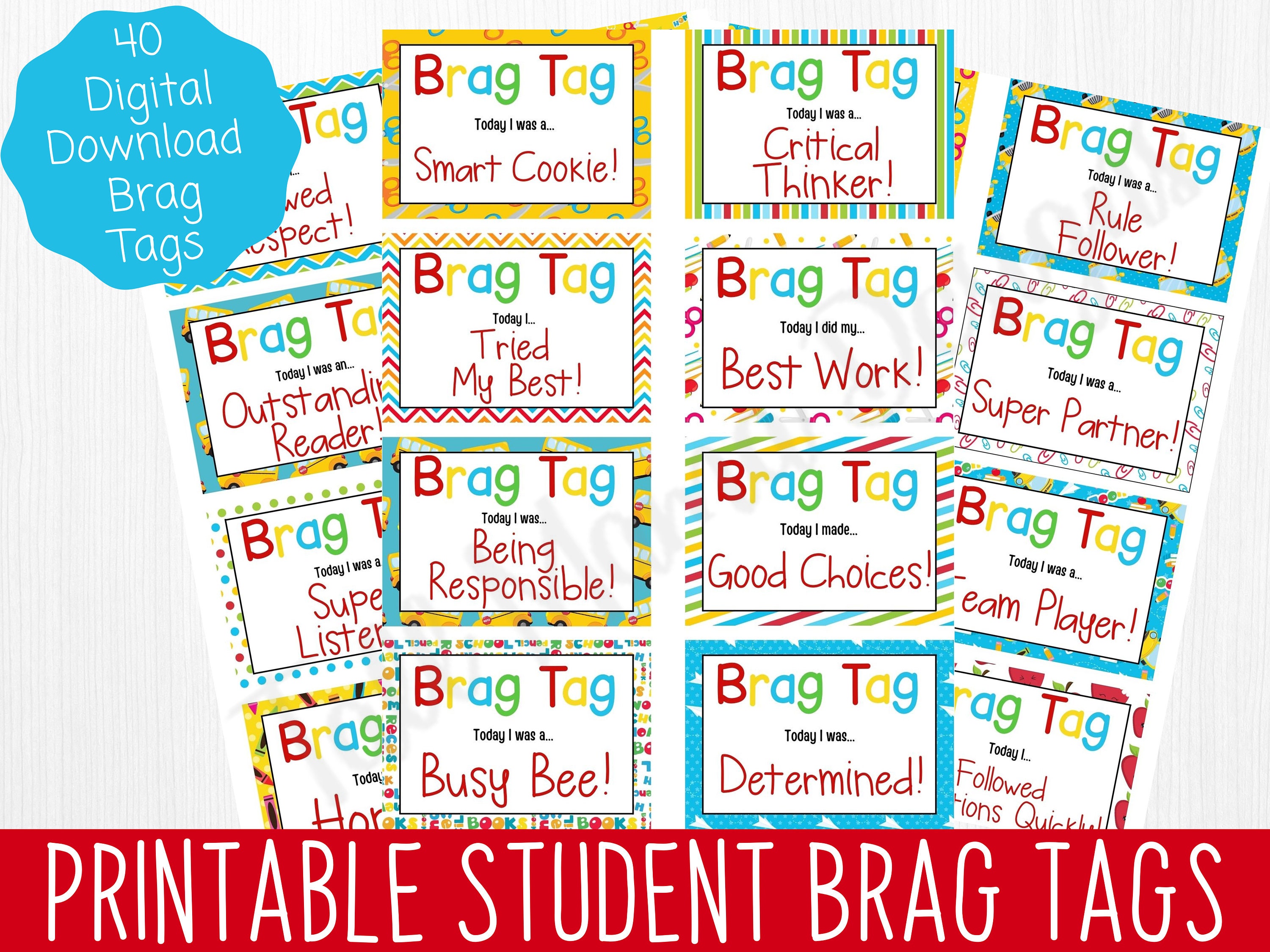Brag Tag Printable, Reward Tags, Student Reward, Positive Behavior ...