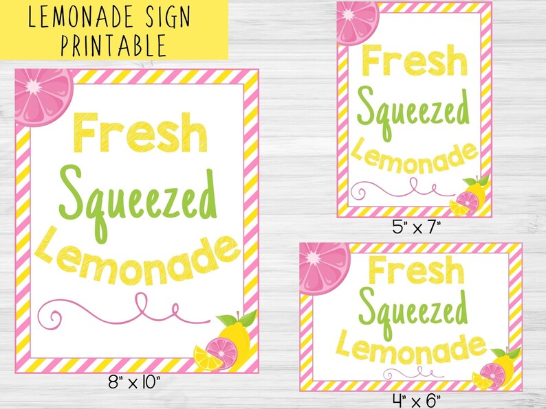Lemonade Sign Printable Lemonade Stand Printable Digital - Etsy