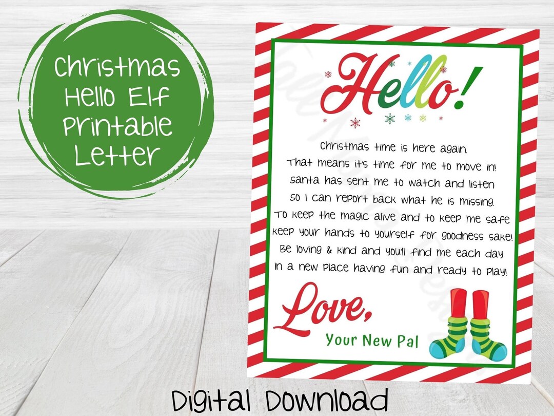 Christmas Elf Printable Letter, Hello Christmas Elf Letter, Elf Letter ...