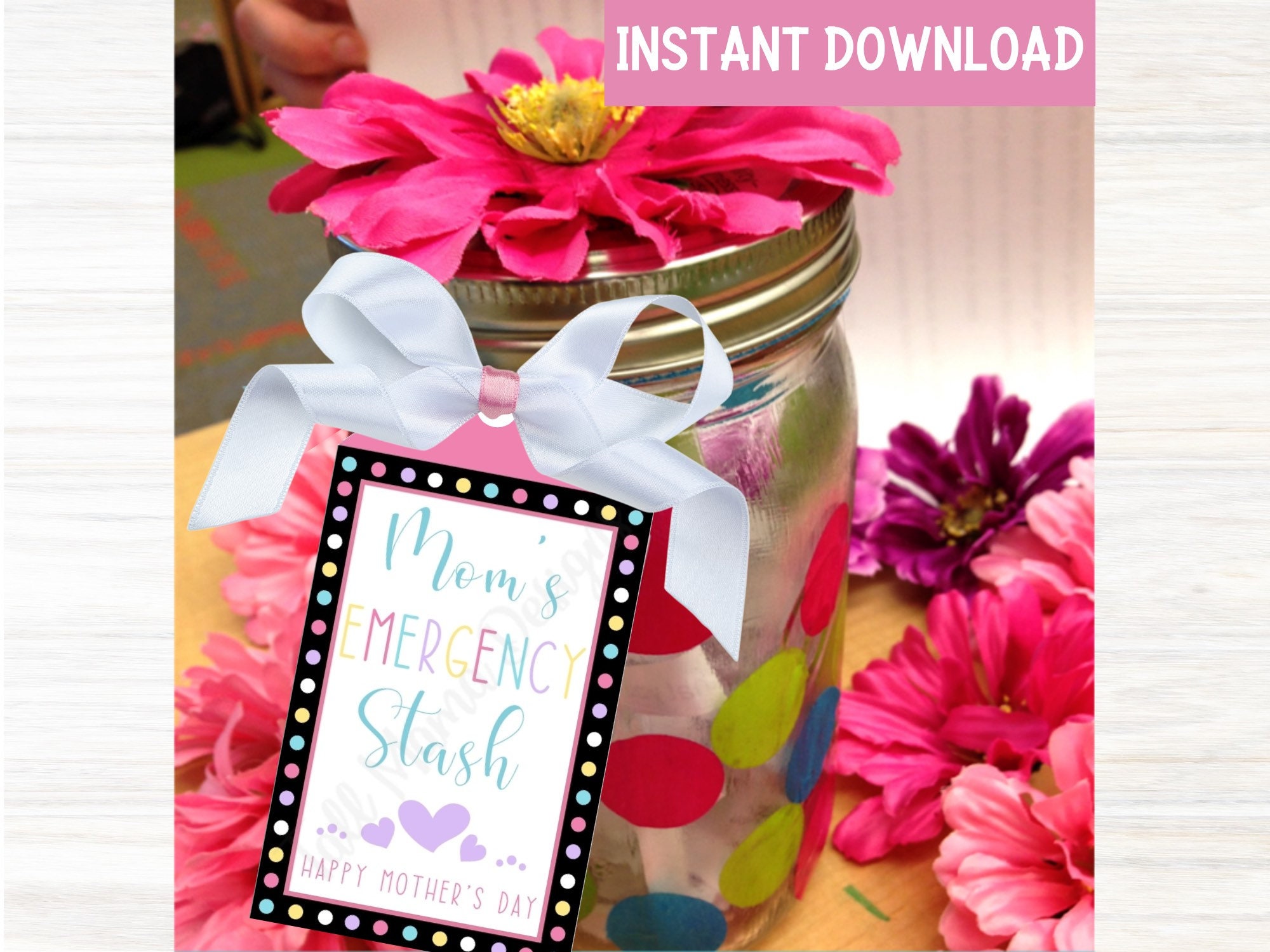 Mom's Emergency Stash Printable Gift Tag Mother's Day | Etsy