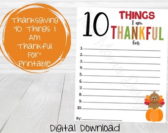 Printable I Am Thankful for Thanksgiving Worksheets - Etsy