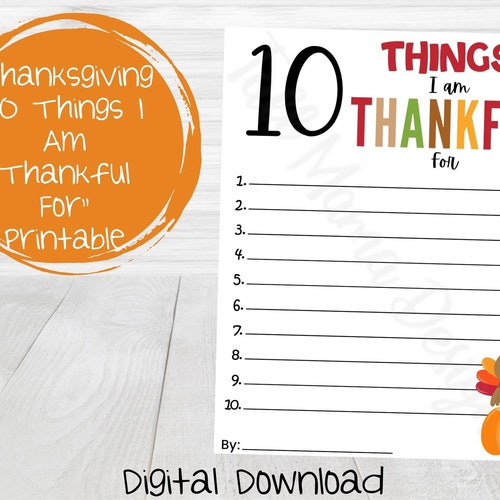 Thanksgiving Printable Activity Page I Am Thankful for - Etsy