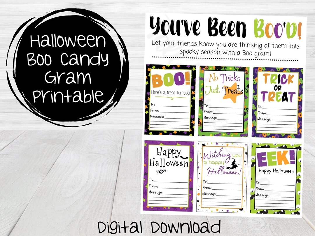 Halloween Printable Boo Candy Gram, Halloween Boo Gram, Halloween Candy ...