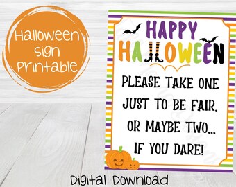 Printable Sign for Halloween Candy Bowl Trick or Treater - Etsy