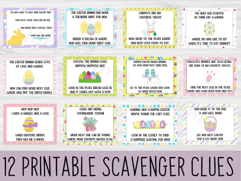 Indoor Easter Scavenger Hunt Scavenger Hunt Clues Kids | Etsy