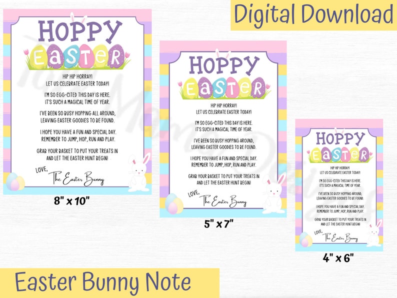 Hoppy Easter Bunny Letter Printable Digital Easter Bunny - Etsy