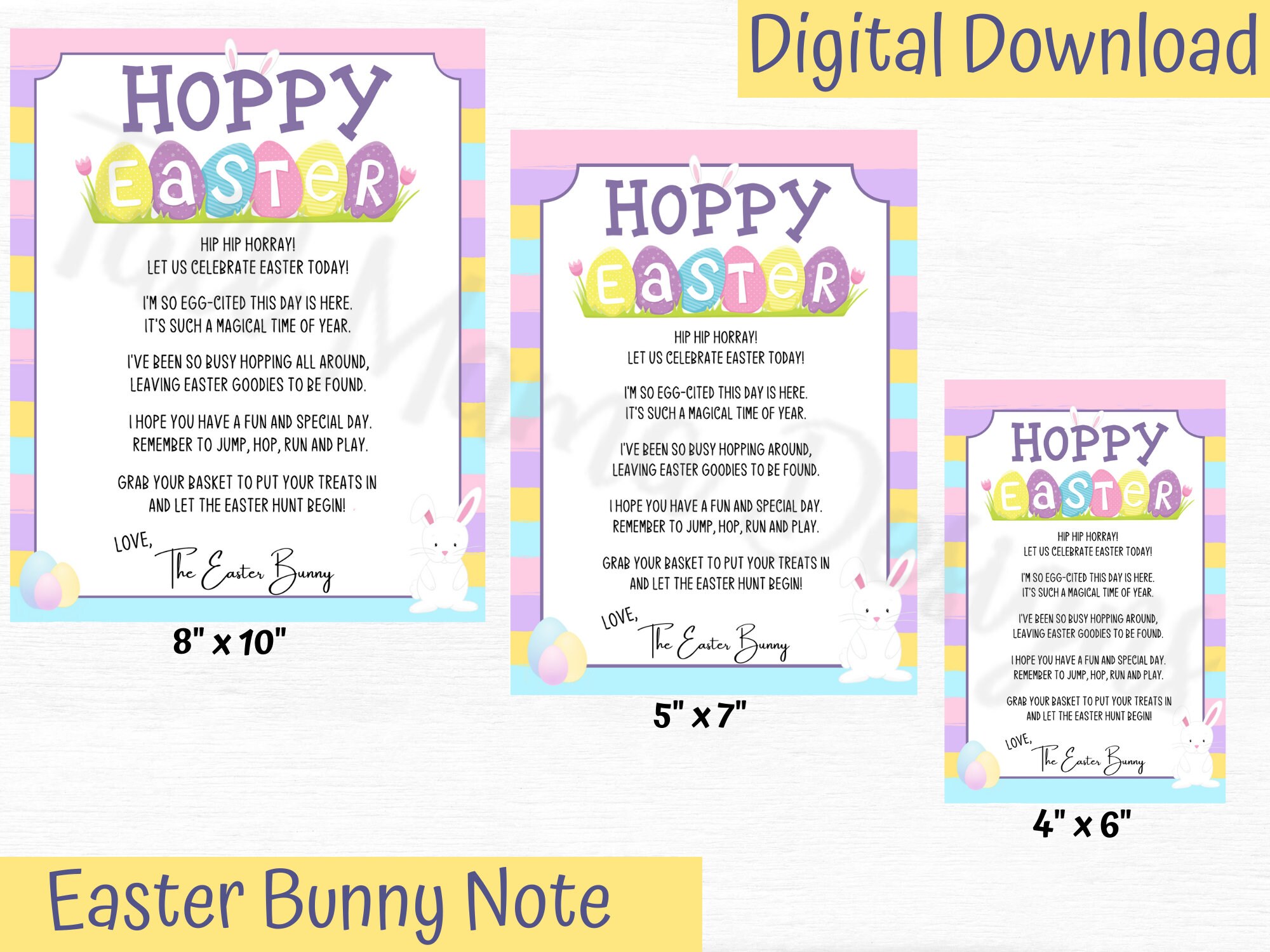 Hoppy Easter Bunny Letter Printable Digital Easter Bunny - Etsy