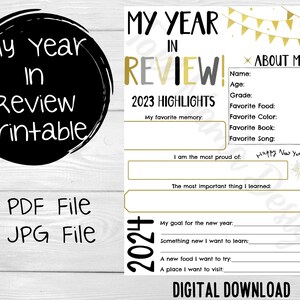 My Year in Review Printable, New Year Student Printable, Classroom ...