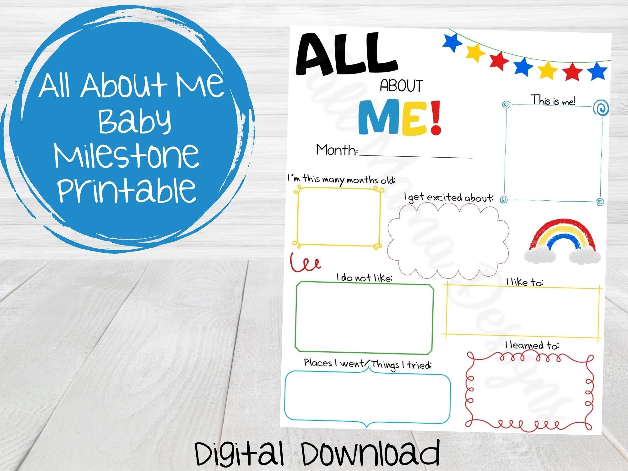 All About Me Baby Milestone Printable Baby Milestone Digital - Etsy ...