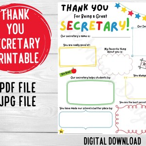 Thank You Secretary Printable, Secretary Appreciation Printable ...