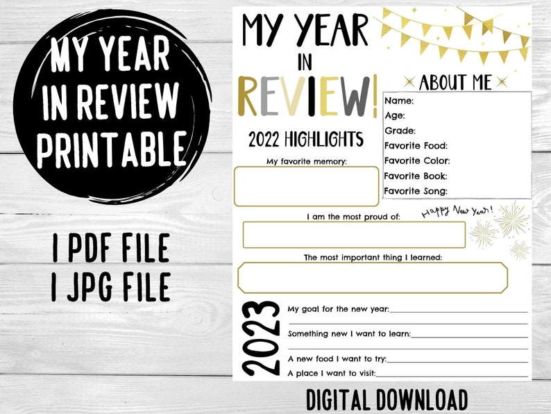 My Year in Review Printable New Year Student Printable - Etsy
