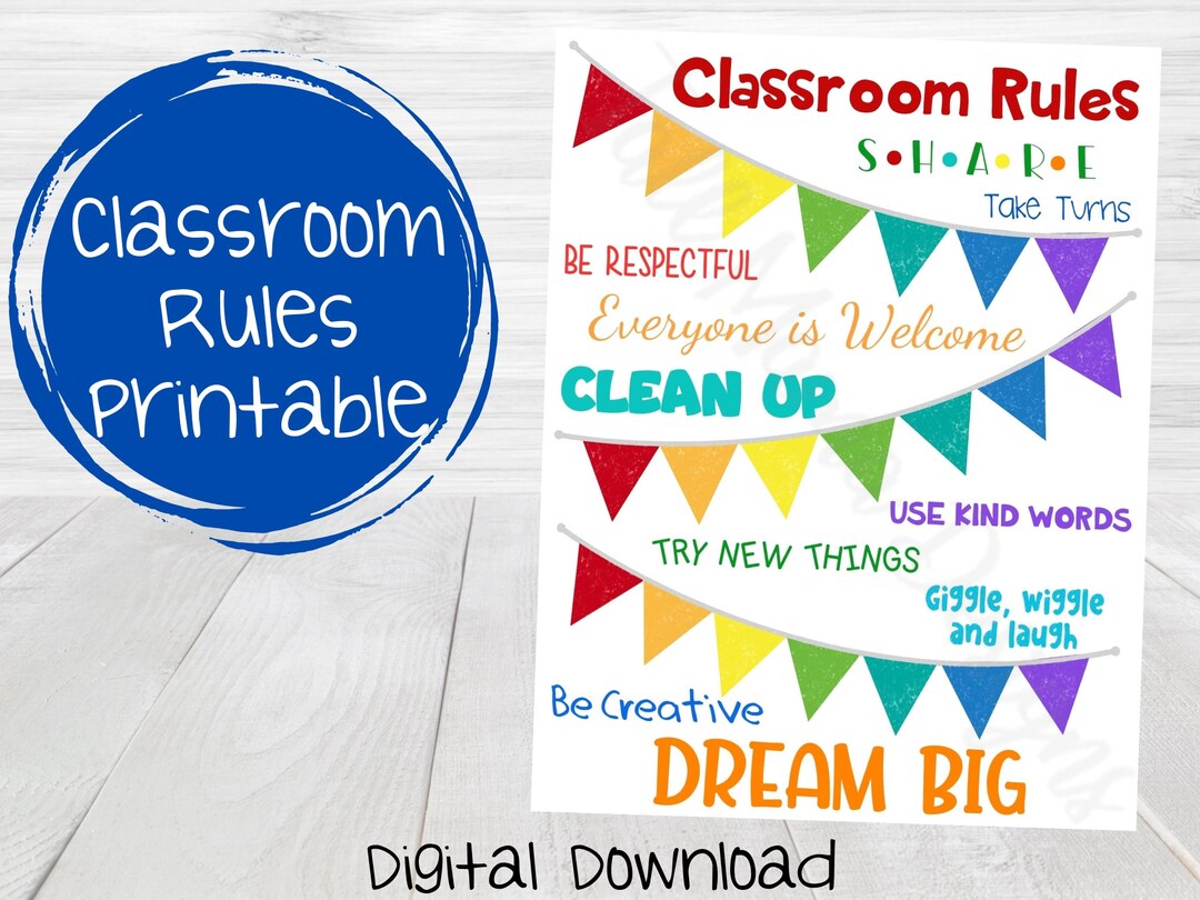 Classroom Rules Printable Sign, Classroom Rules, Teacher Rules ...