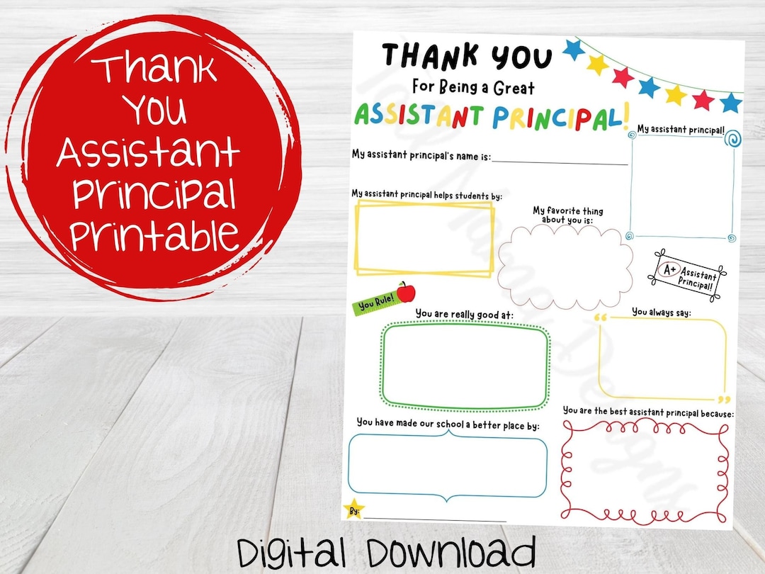 Thank You Assistant Principal Printable, Assistant Principal ...