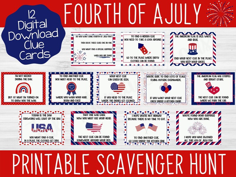 Fourth of July Scavenger Hunt Printable 4th of July Scavenger | Etsy