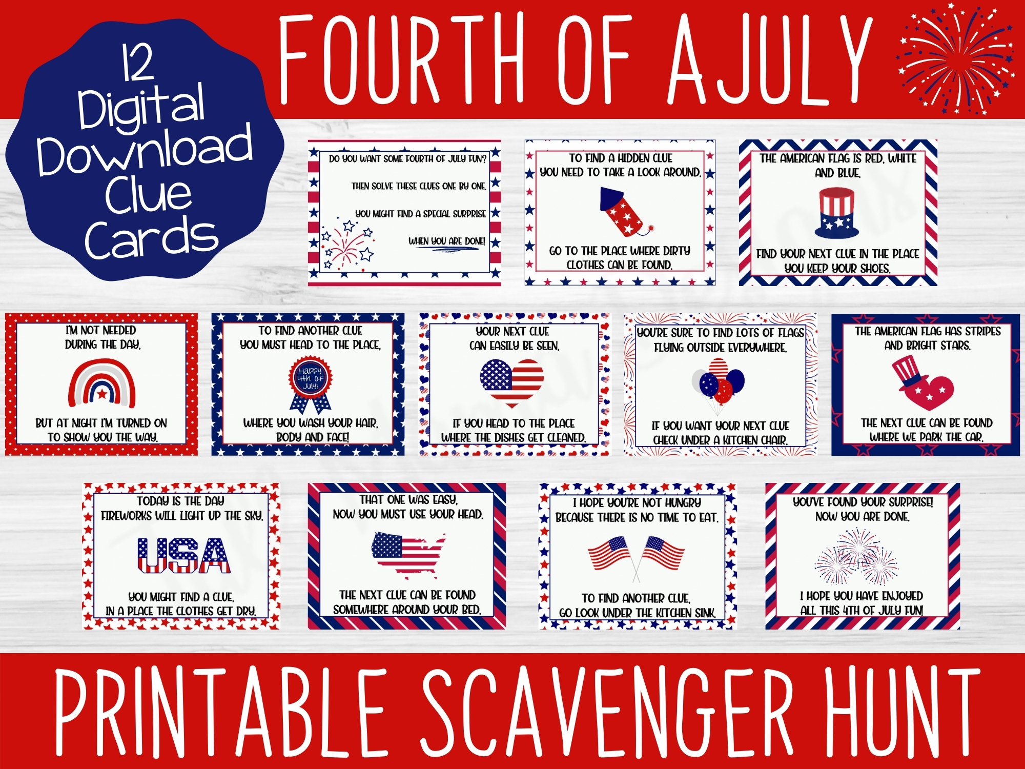 Fourth of July Scavenger Hunt, Printable 4th of July Scavenger Hunt ...