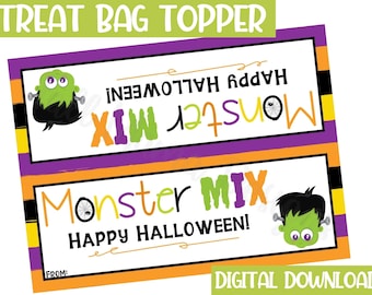 Trick or Treat Printable Bag Topper, Halloween Treat Bag Topper ...