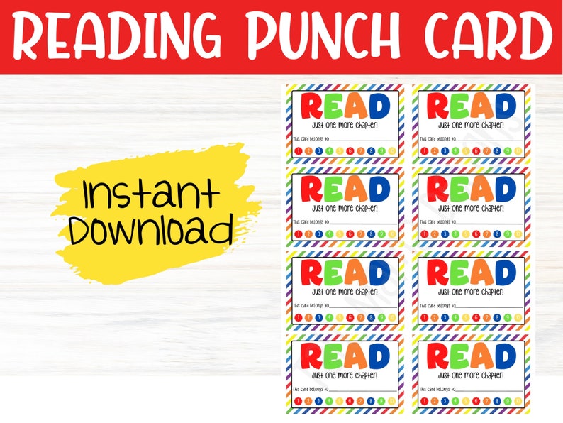 Reading Reward Punch Card, Printable Reading Punch Card, Student Reward ...