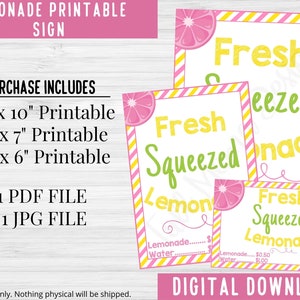 Lemonade Sign Printable, Lemonade Stand With Prices Sign, Digital ...
