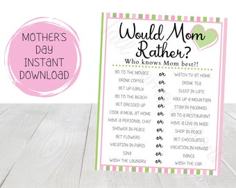 Mother's Day Would You Rather Game, Would You Rather Questions, Mother ...