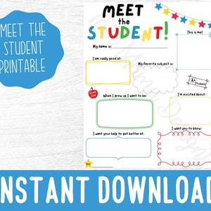 Meet the Student Printable, First Day of Class Activity, Classroom ...