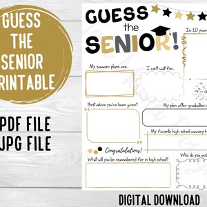 Guess the Senior Printable, Graduation Questionnaire, Senior Interview ...
