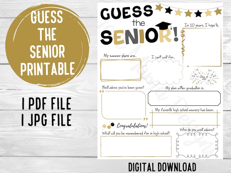 Guess the Senior Printable, Graduation Questionnaire, Senior Interview ...