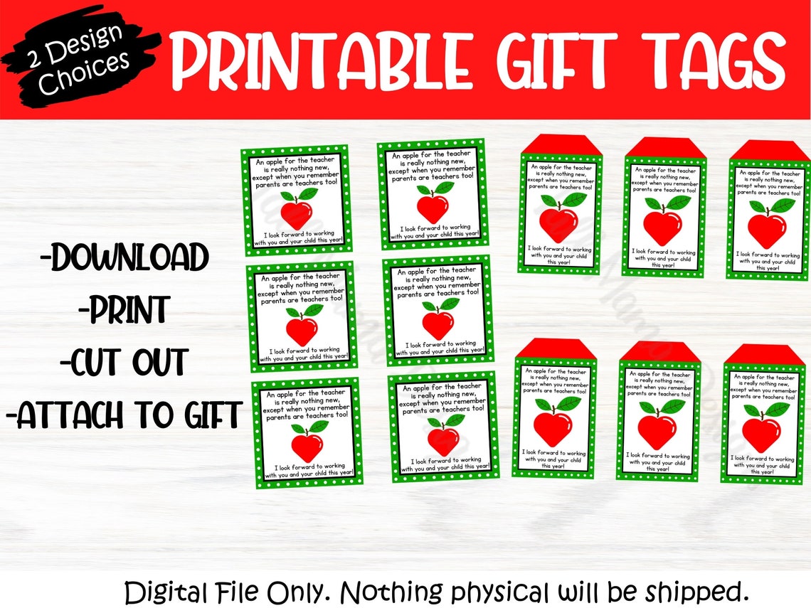 Parents Are Teachers Too Gift Tag First Day of School Gift - Etsy