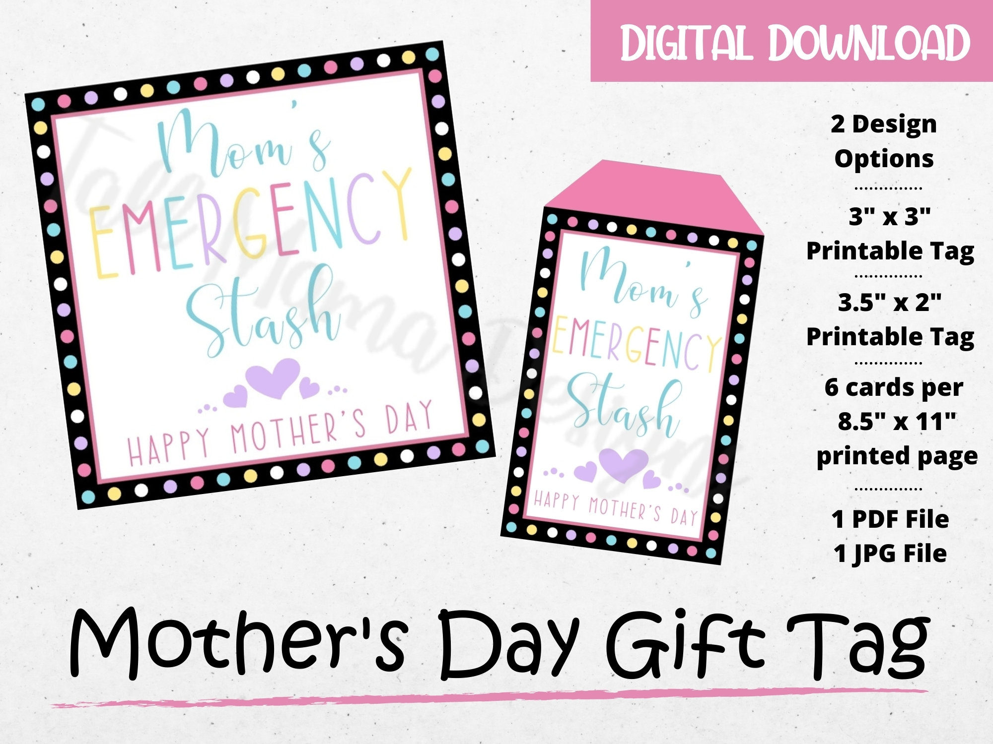 Mom's Emergency Stash Printable Gift Tag Mother's Day - Etsy España