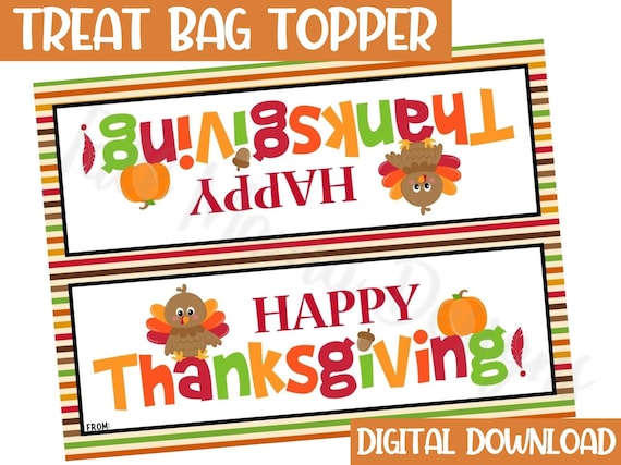 Thankful for You Printable Bag Topper Thanksgiving Treat Bag | Etsy